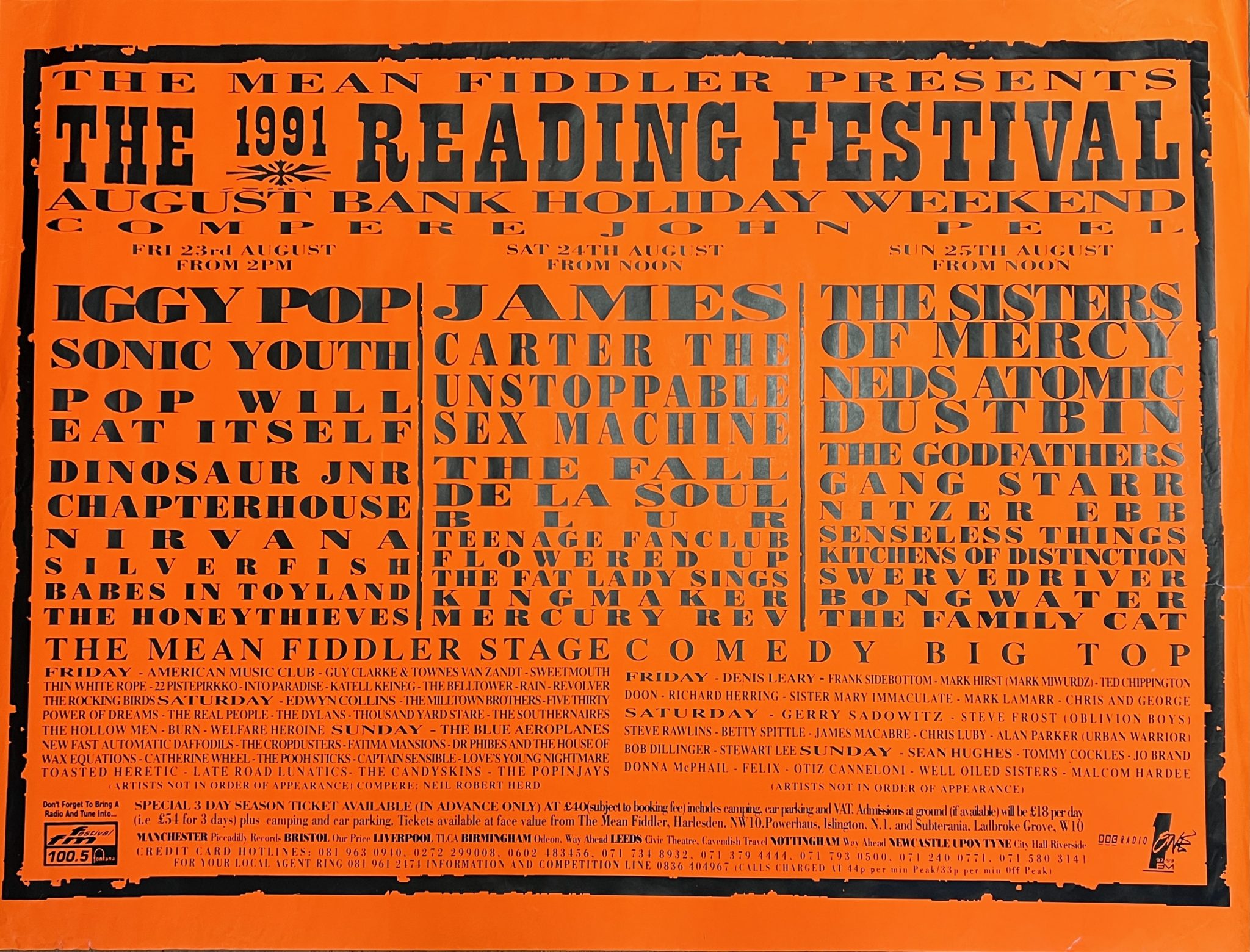 Reading Festival 1991 Nirvana Iggy Blur Poster - HeadVision